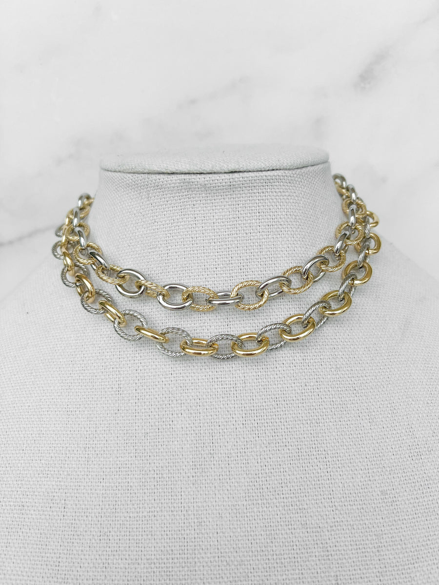 Double Two Toned Cable Chain Necklace – Walsh Jewelry
